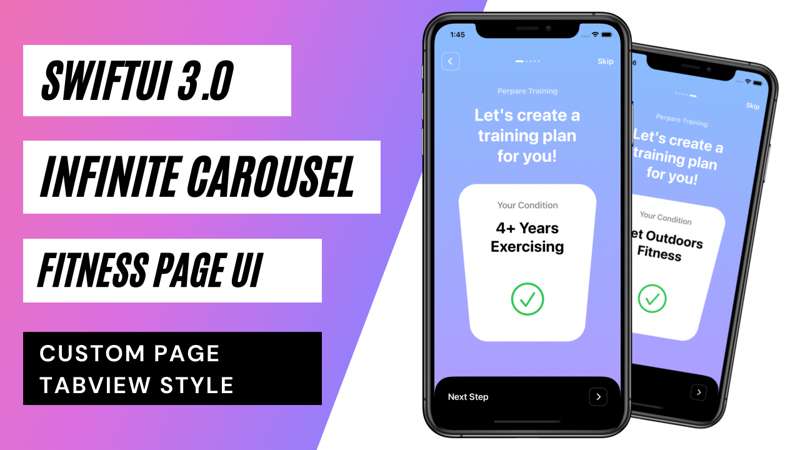 "SwiftUI 3.0 Infinite Carousel Slider - Fitness App UI - Custom Page TabView Style - Xcode 13 ...
